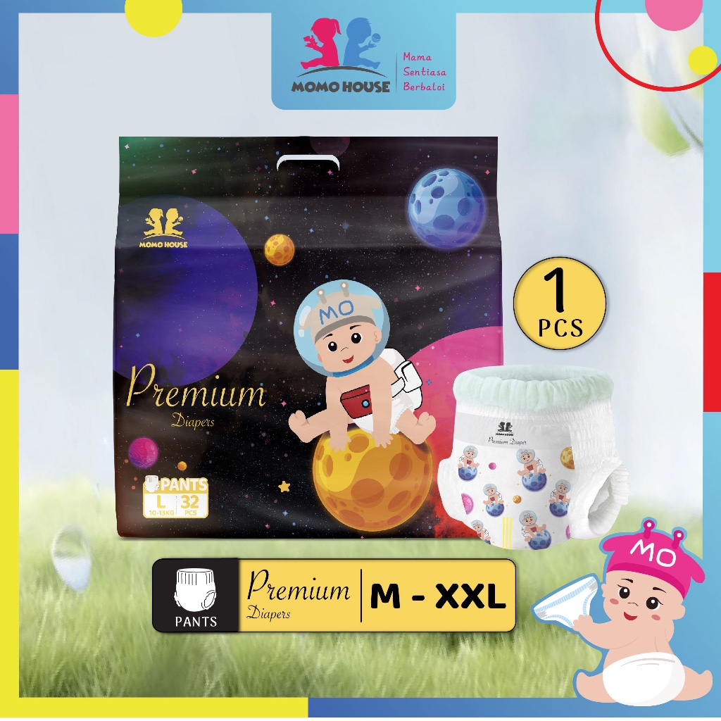 (1 PCS) MOMO HOUSE Diapers Premium Diapers Lampin Baby Diapers Pants ...