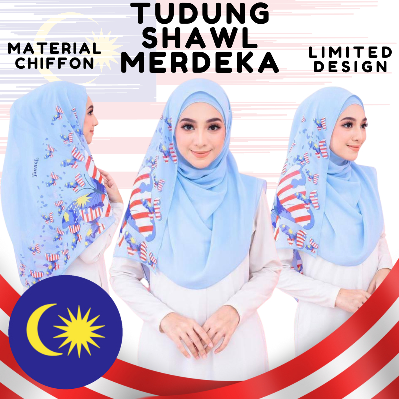 TUDUNG SHAWL MERDEKA SELENDANG MERDEKA CHIFFON LIMITED DESIGN | Shopee ...