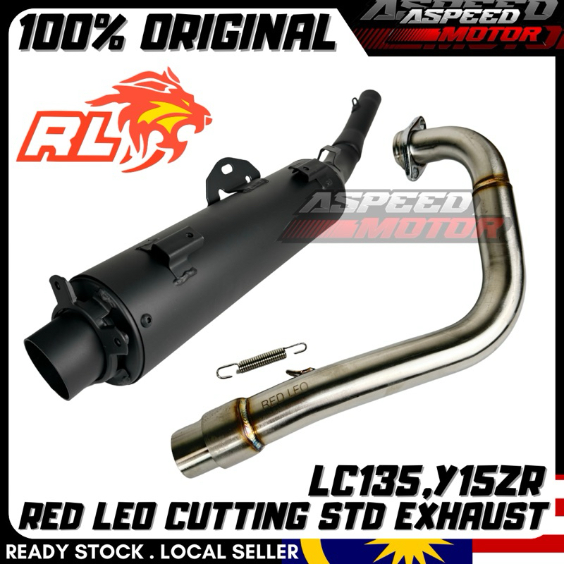 100% RED LEO Cutting Standard Exhaust Pipe 32mm 35mm Y15ZR Y15 LC135 ...