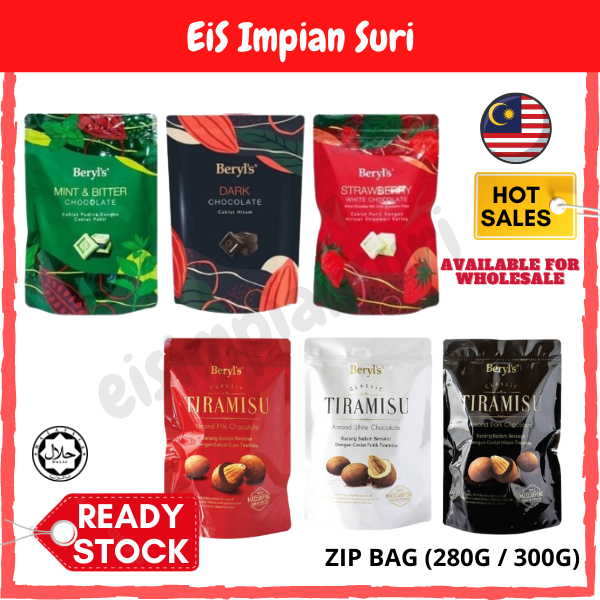 Beryl's Chocolate Zip Bag 280G/300G Beryl's Tiramisu Almond (Milk/White/Dark Beryl's Choc ...