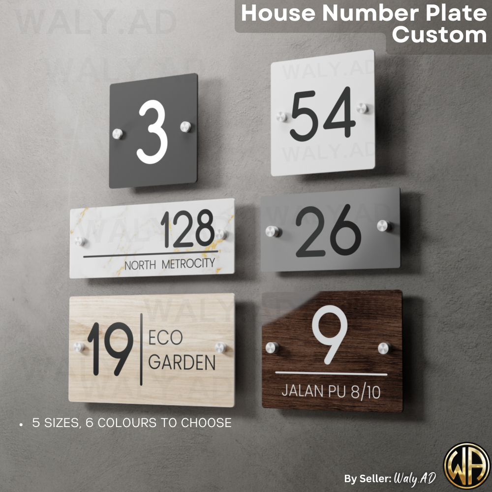 Minimalist House Number Plate Custom Address Signage Printed Premium ...