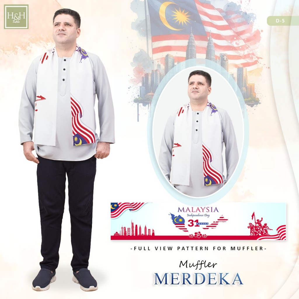 Merdeka 2024 Viral Stylish Muffler Scarf Merdeka for Adult Men By ...