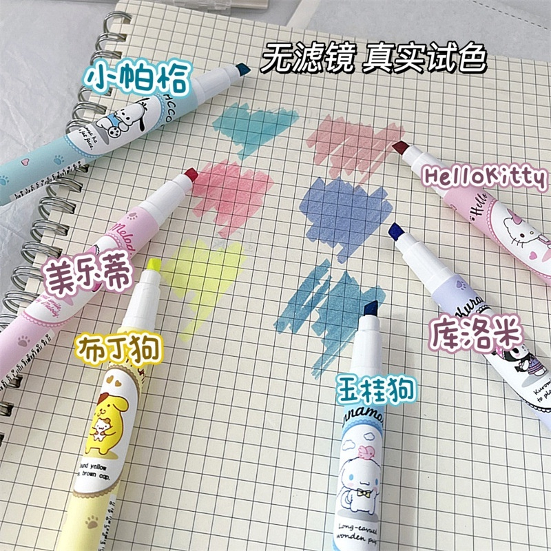 Sanrio Cute Kuromi Marker For Diary Diy Cartoon Cinnamoroll Pen Student ...