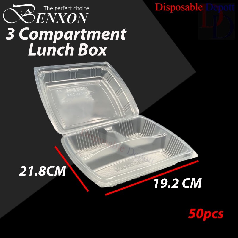 BENXON BX190 3 Compartment Lunch Box [ 50pcs ] BENXON / Kotak Nasi 3 ...