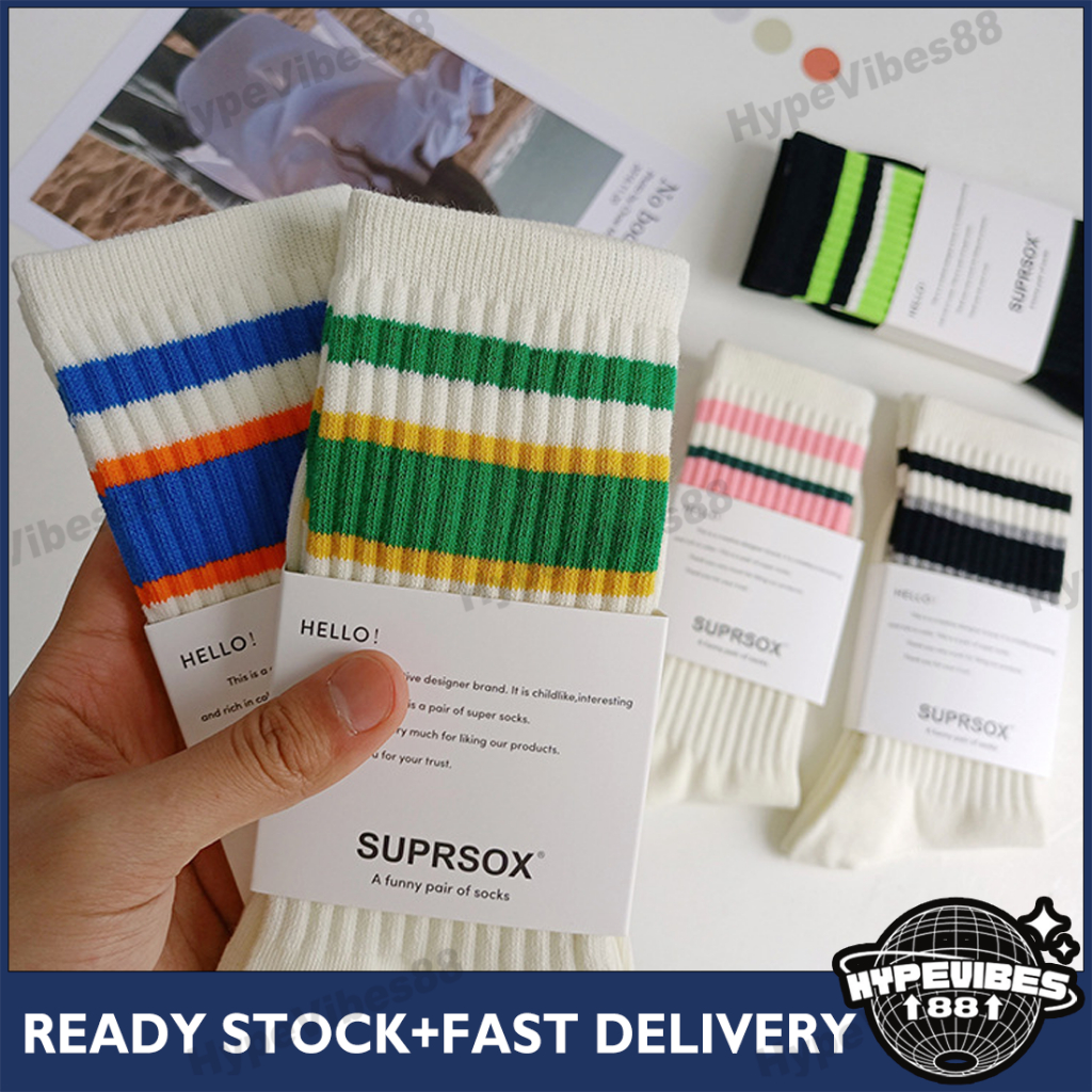 HypeVibes "Get Lucky" Cream Colour Line DesignCotton Socks Cushioned ...