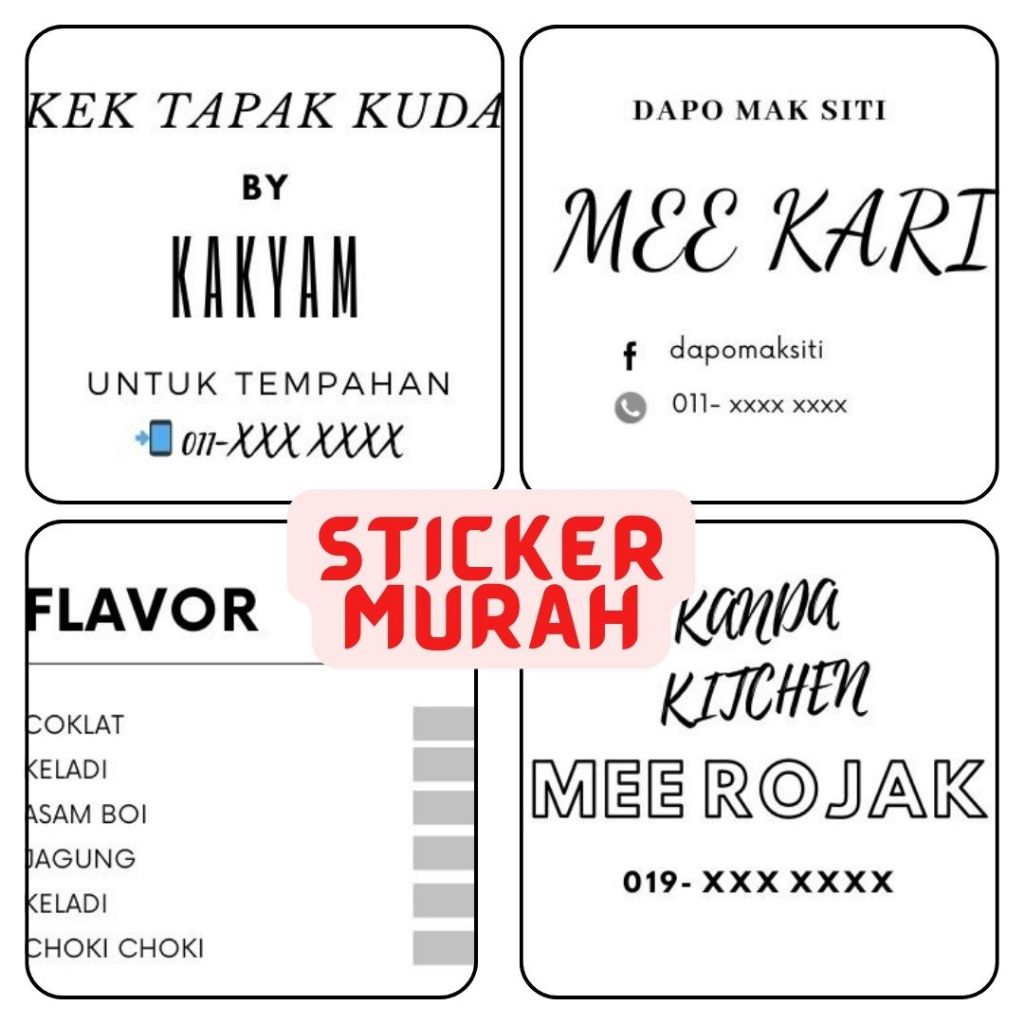 HITAM PUTIH 100pcs Bajet Black And White Product Sticker | Shopee ...