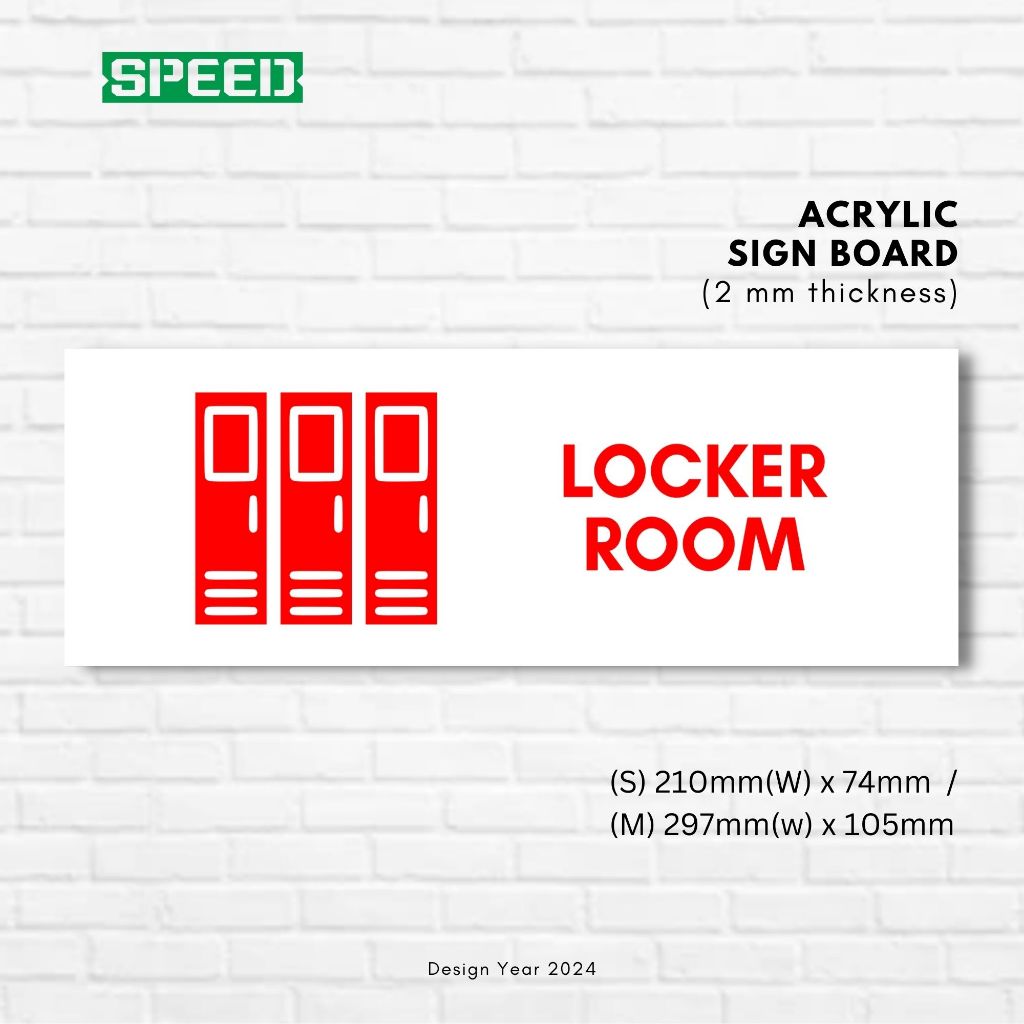 Locker Room Acrylic Board Sign 297mm x 105mm or 210mm x 74mm ...