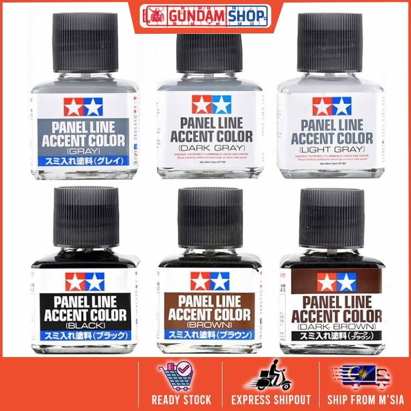 Tamiya Panel Line Accent Color - Black, Grey, Brown, Dark Brown, Light ...