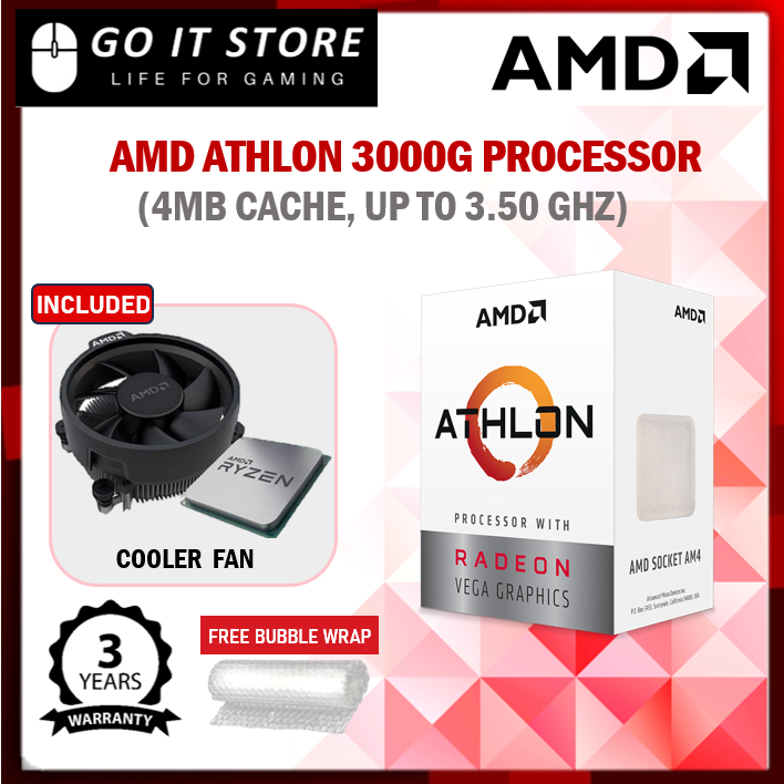 AMD Athlon 3000G (BULK PACK / FULL BOX) AM4 Socket Desktop Processor (2 ...