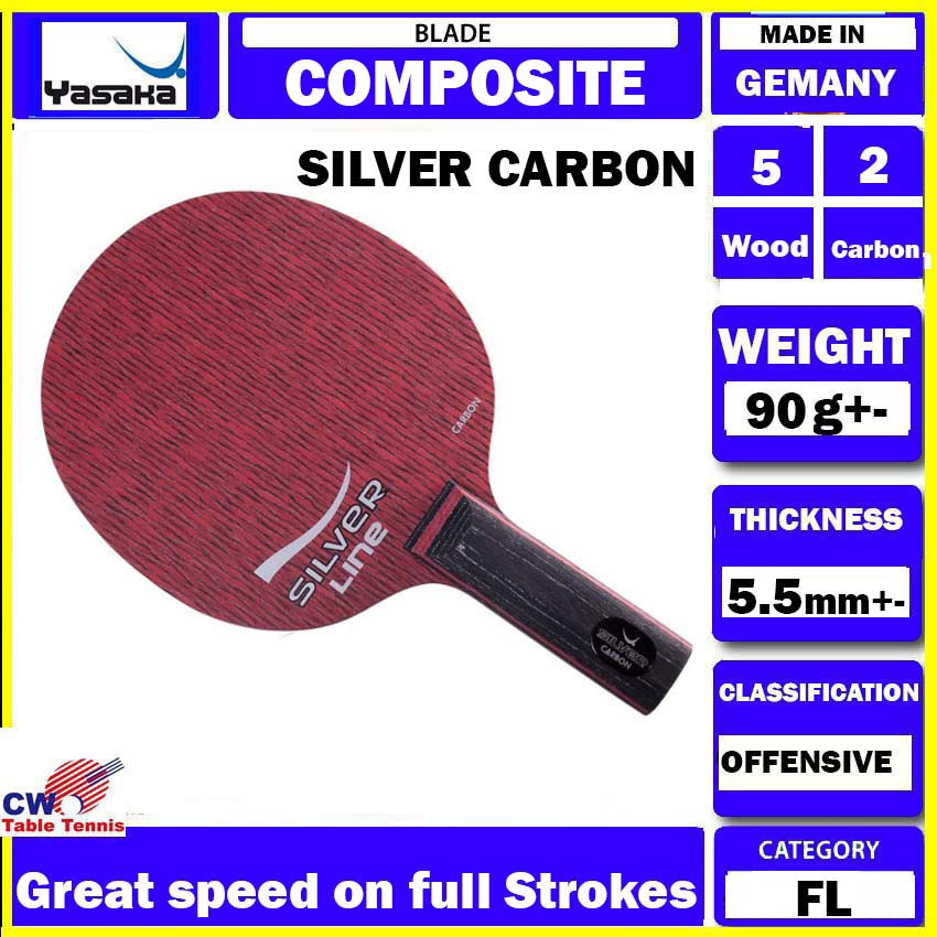 YASAKA SILVER CARBON BLADE TABLE TENNIS BAT PING PONG KAYU FAST ATTACK great speed on full ...