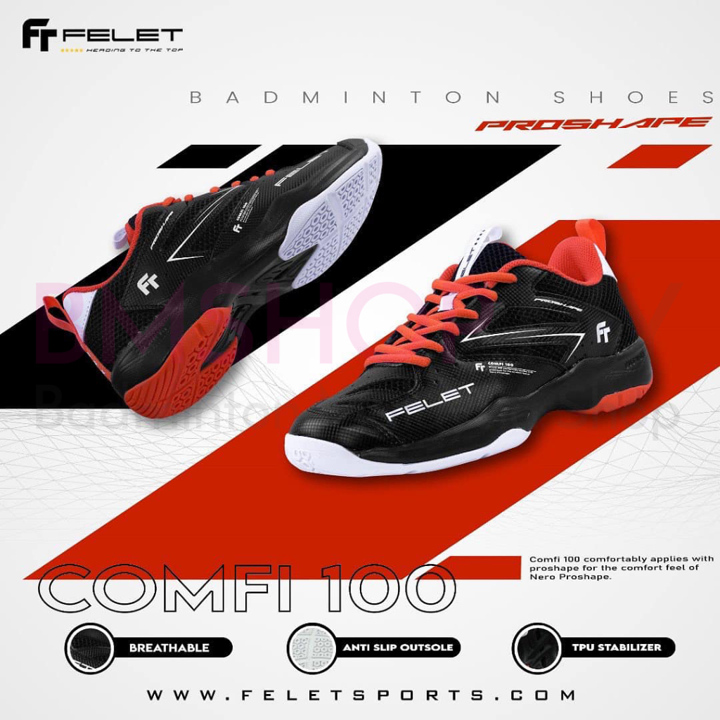 FELET Badminton Shoes COMFI 100 (4 COLORS) | Shopee Philippines