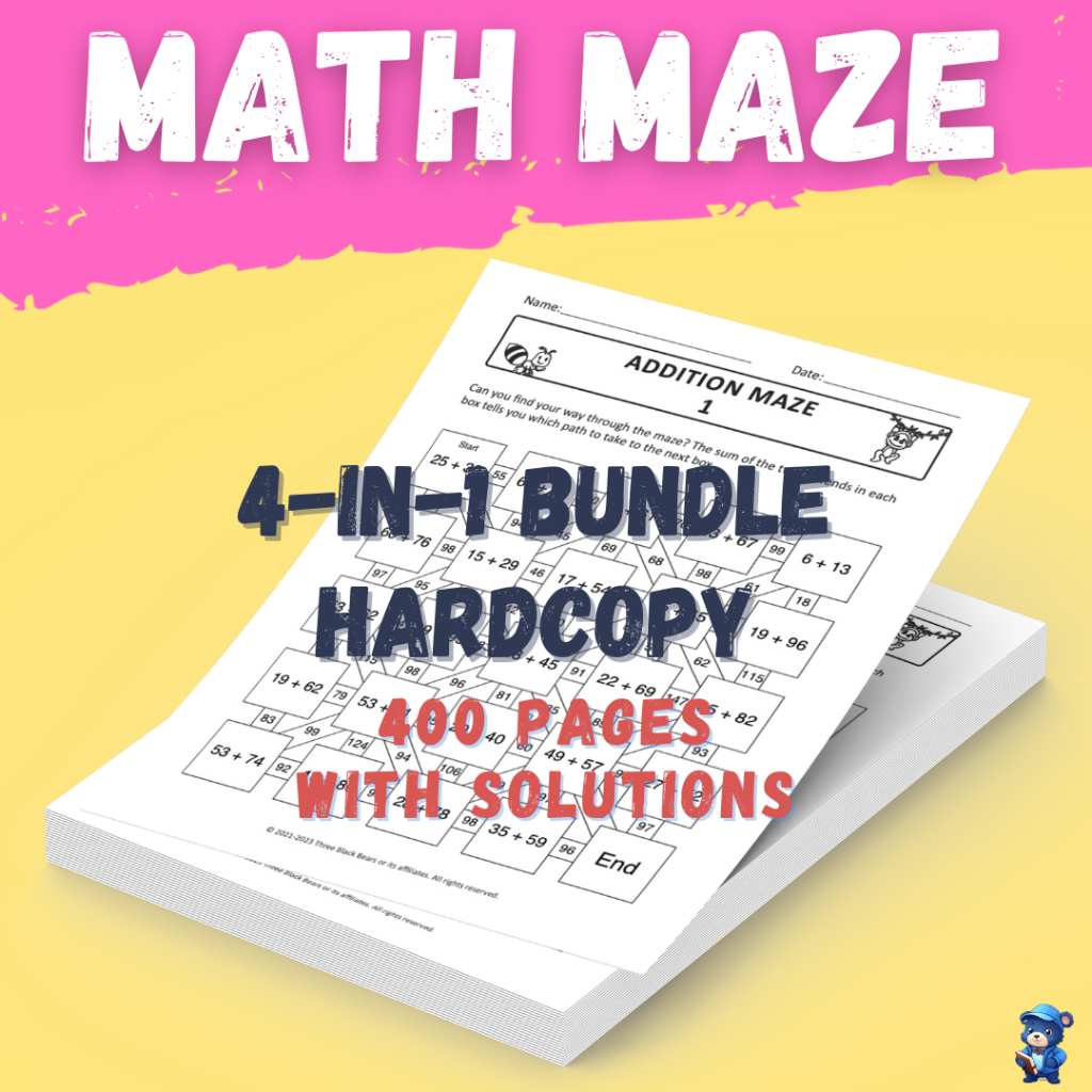 [4-IN-1 Bundle] Mathematics Maze Worksheets for Kids Addition ...