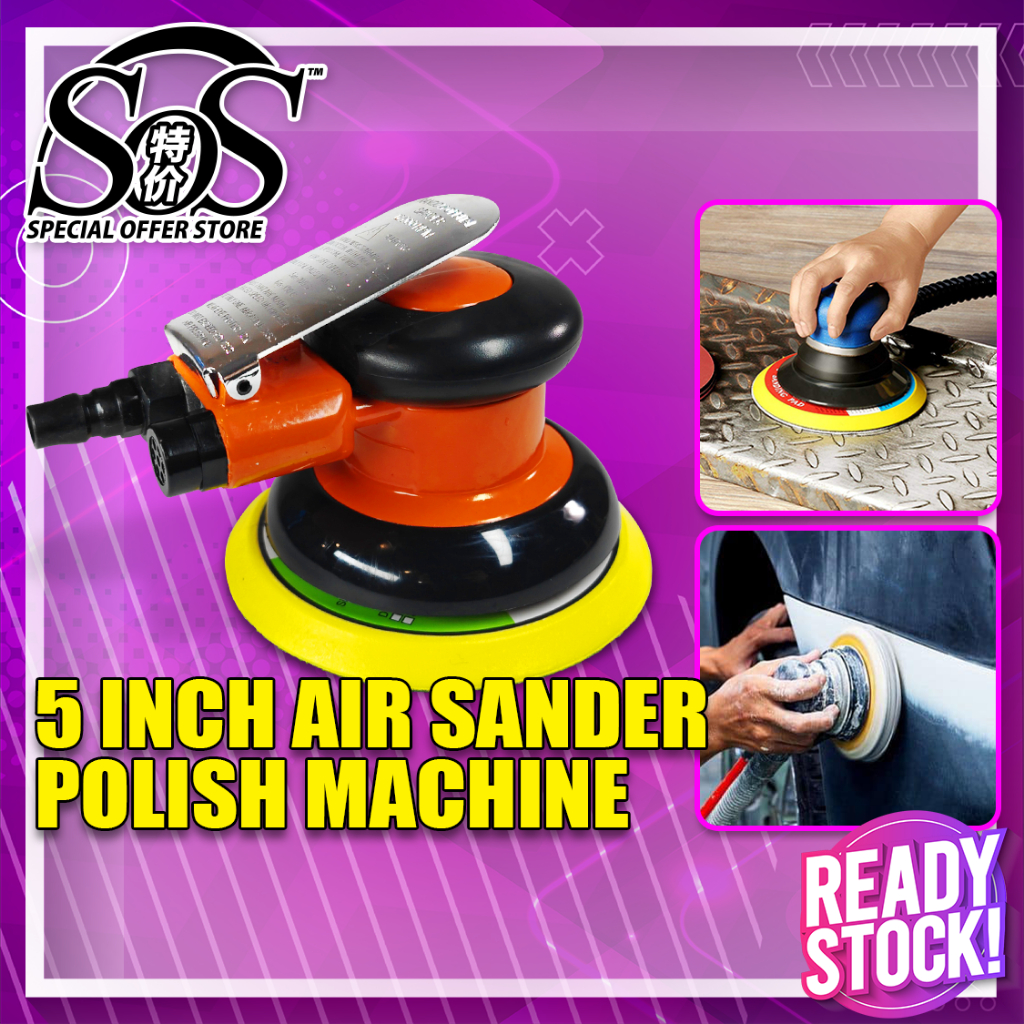 5“Air Sander Pneumatic Tools Sandpaper Velcro Type Polishing Machine 5 ...