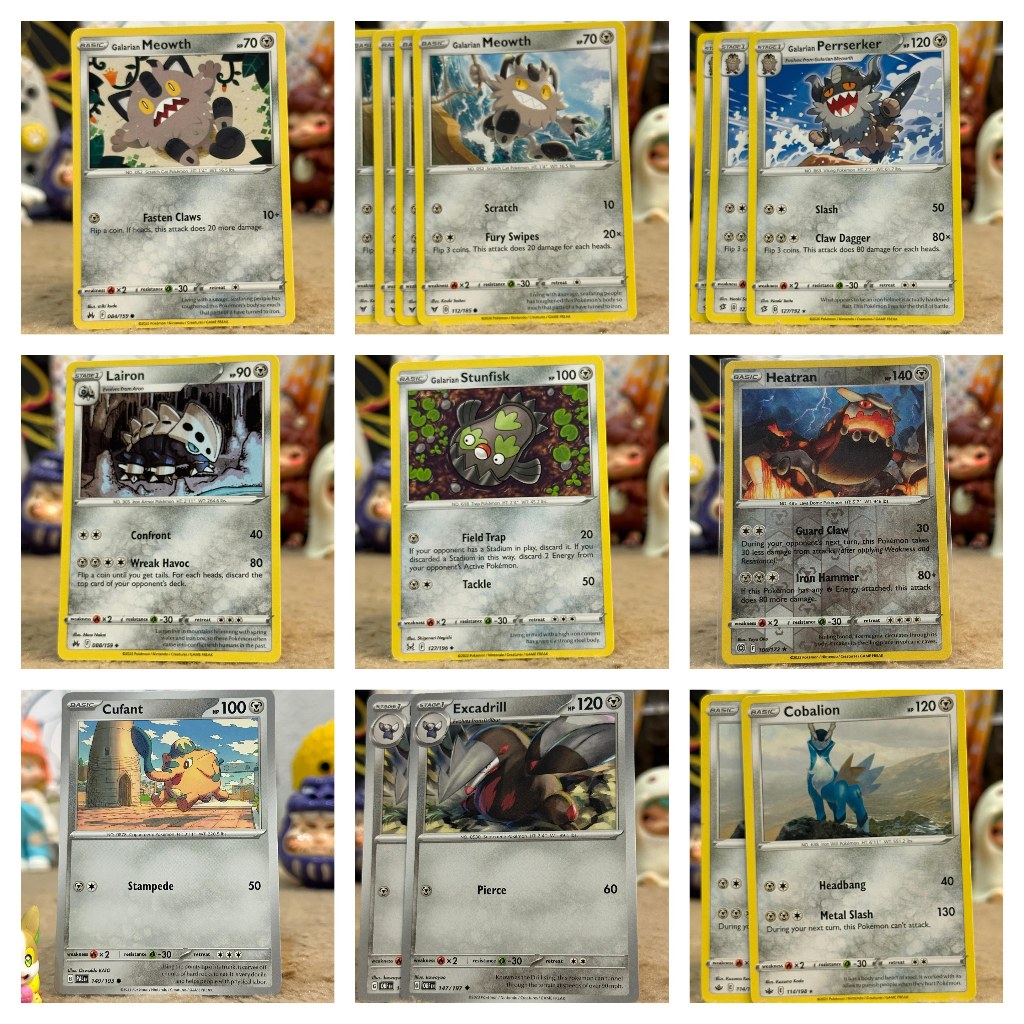 (Steel) Meowth Perrserker Lairon Stunkfish Heatran Cufant Excadrill ...