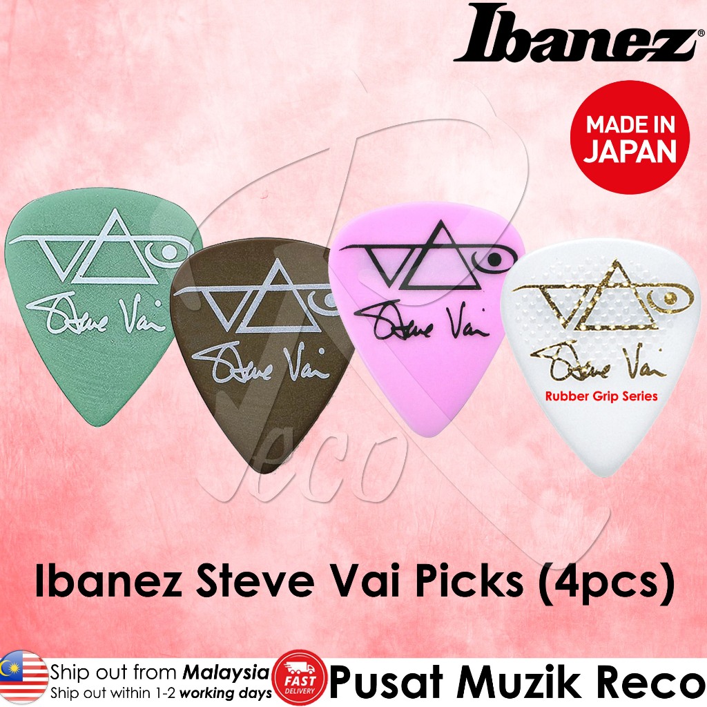 Ibanez Steve Vai Signature Guitar Picks (4pcs) (Brown, Green, Pink ...