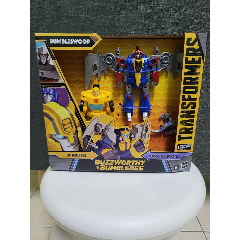 Transformers Buzzworthy Bumblebee Dino Combiner Bumbleswoop 4.5” Action ...