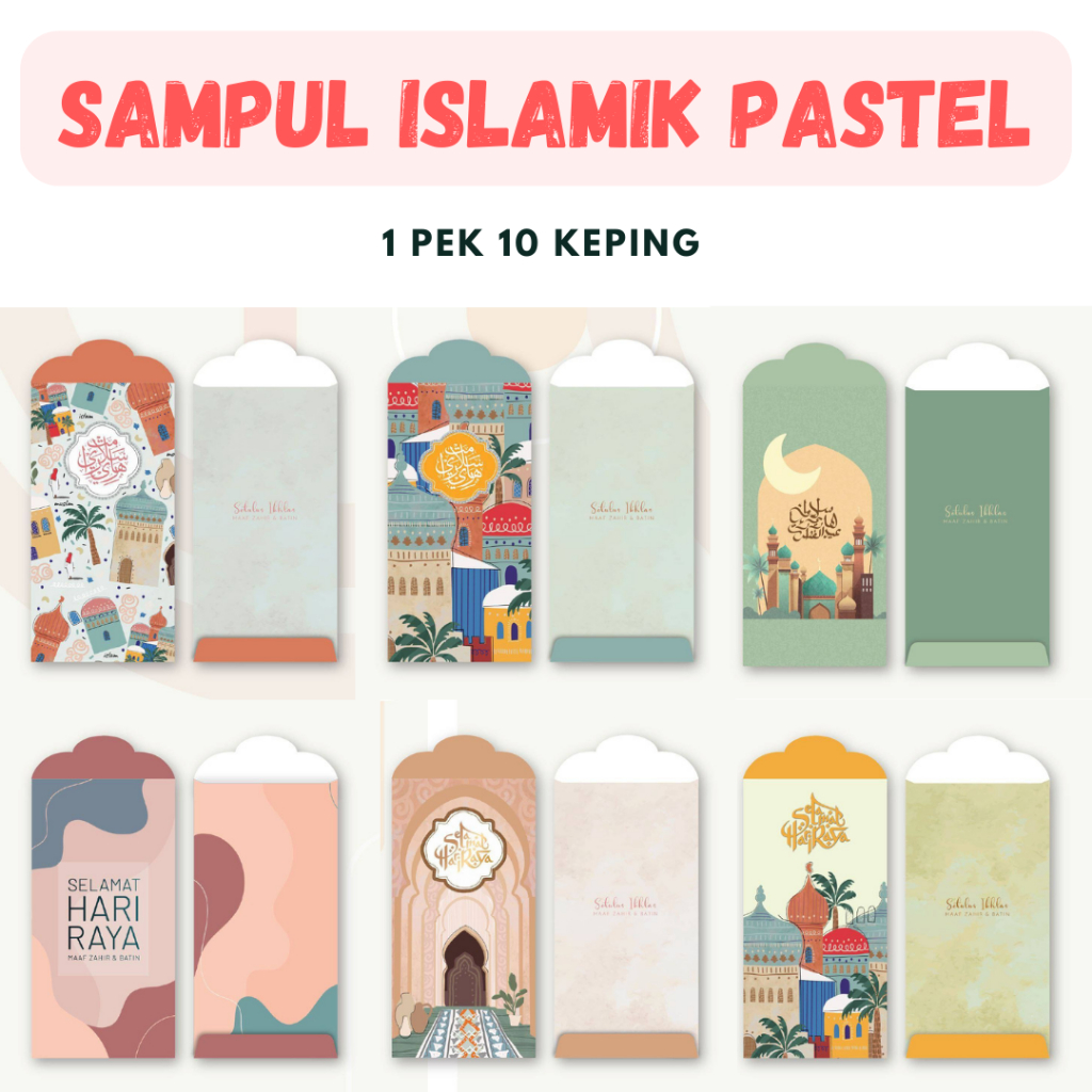 SAMPUL RAYA ISLAMIK PASTEL 10pcs/pack SAMPUL DUIT ANGPAO Moneypocket ...