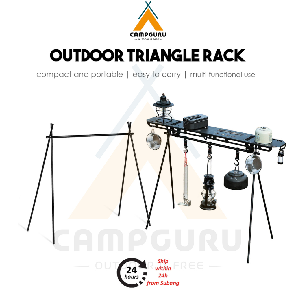 CAMPGURU Outdoor Triangle Portable Hanging Rack Camping Storage Hanger ...