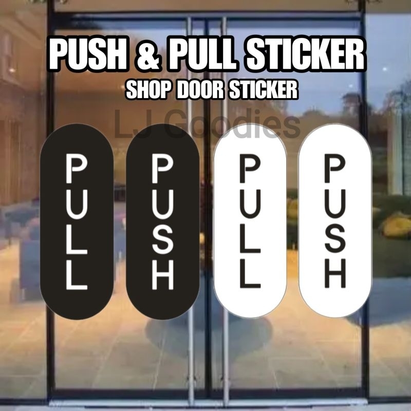 Label Pull Push Sign Waterproof / Minimalist Door Wall Signage Sticker ...
