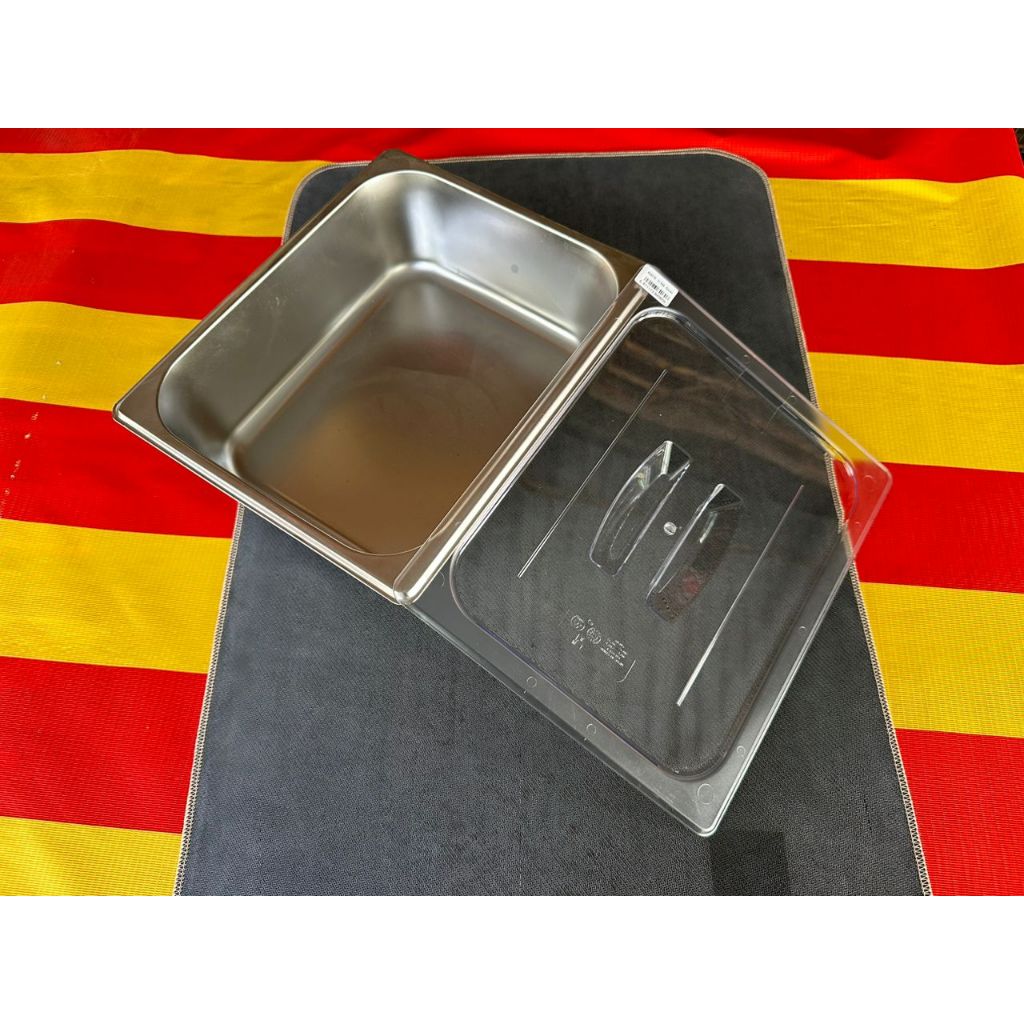 ECONOMY Stainless Steel Half-Size Food Pan with AS Plastic Cover Bekas ...