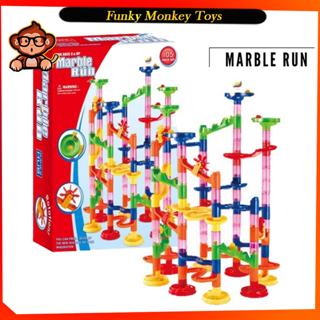 Kid's Building Blocks Marble Run (72/105pcs) Game Ball Rolling Building ...