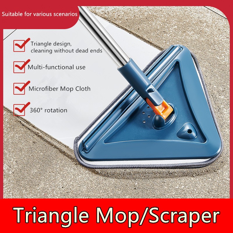 Triangle Mop, bathroom floor brush mop Long Handle Spin Mop, mop Lantai ...