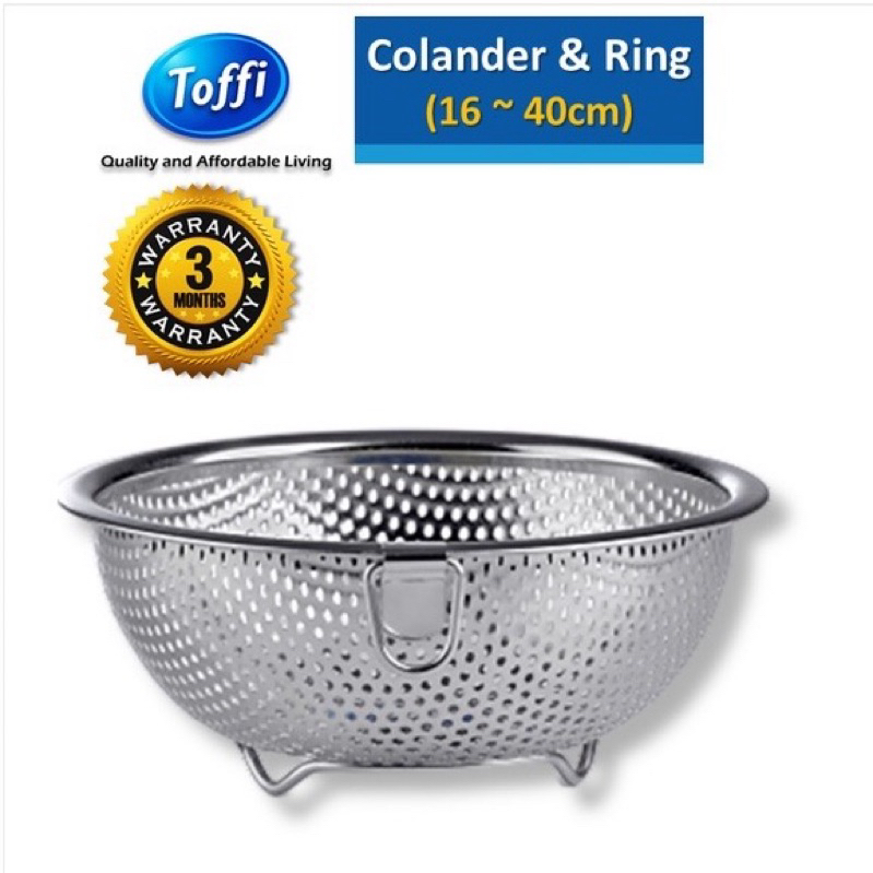 Toffi Colander + Ring Stainless Steel (16/20/22/25/28/31/34/37/40cm ...