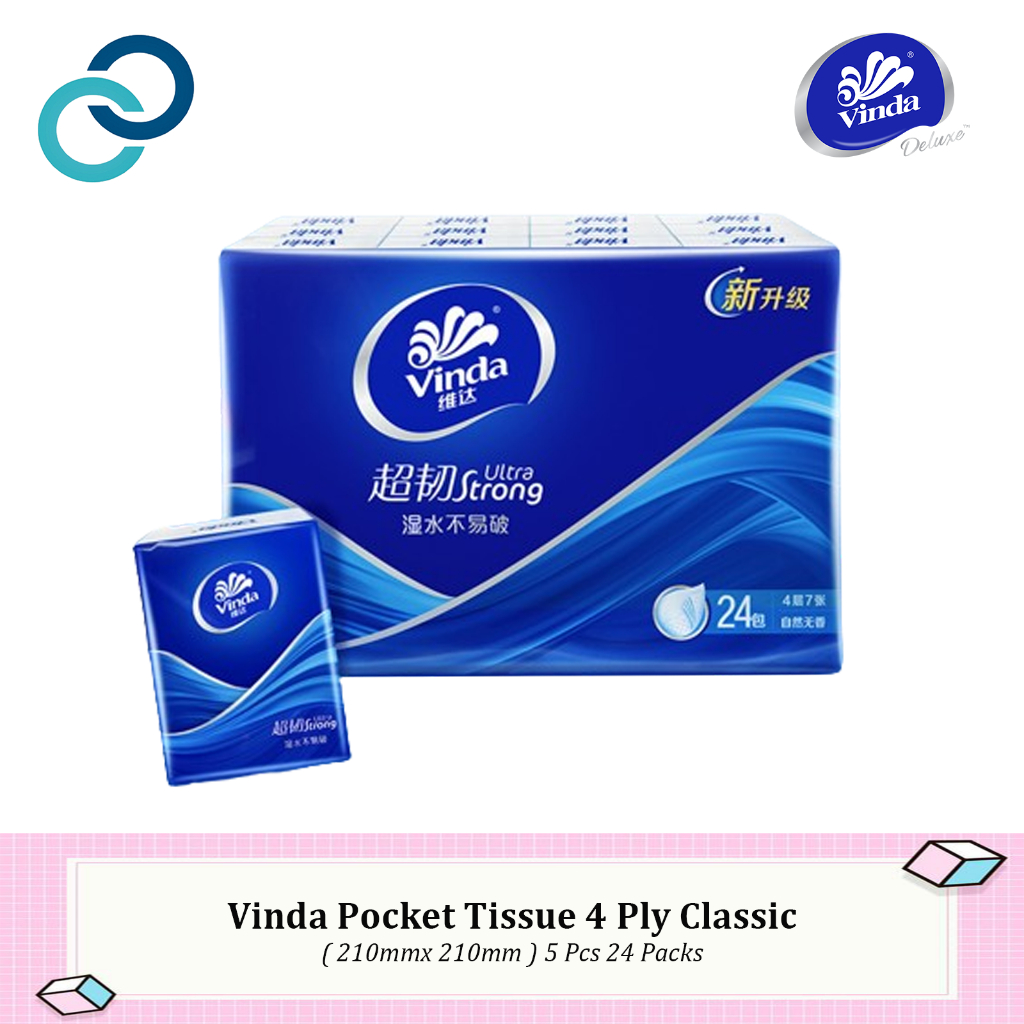 Vinda Pocket Tissue 4 Ply Ultra Strong & Soft Space Creation and Classic 5 Pcs 24 Packs | Shopee ...