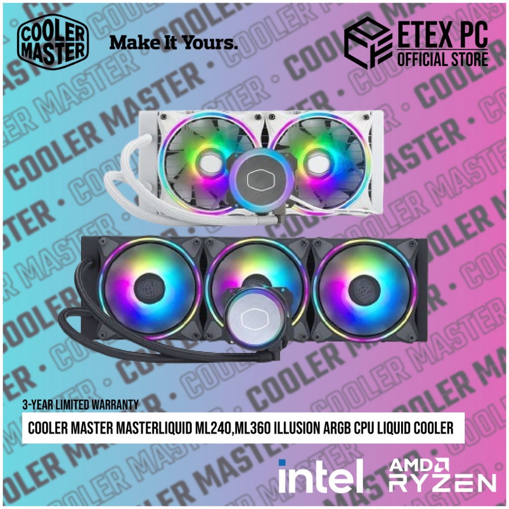 Cooler Master MasterLiquid ML240,ML360 Illusion ARGB CPU Liquid Cooler ...