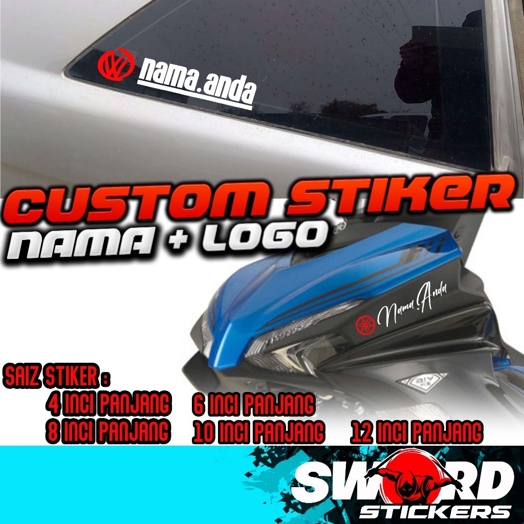 NAME + LOGO STICKER FOR MOTORCYCLES and CARS / CUSTOM VINYL STICKER ...