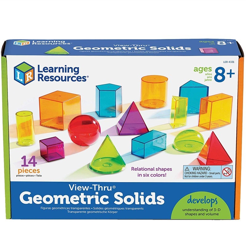 Learning Resources View-Thru Geometric SolidsTrasparent 3D Shape Math ...