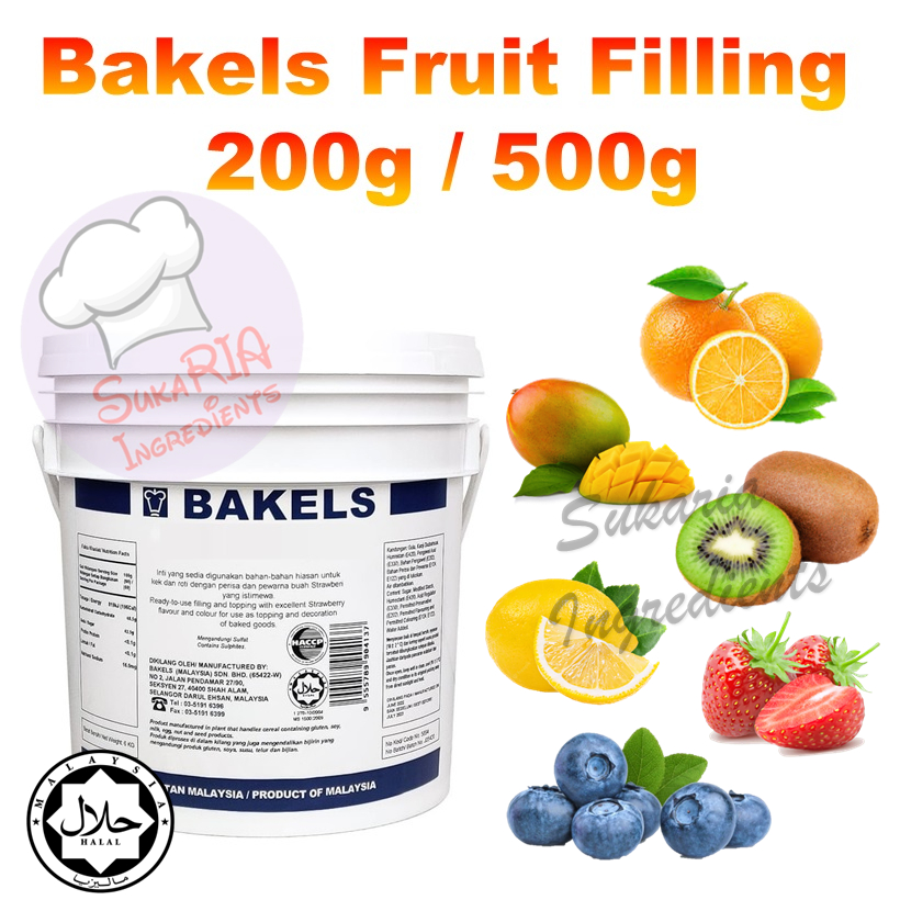 BAKELS FILLING/ INTI BUAH 果酱 200g / 500g (MANGO/ STRAWBERRY/ BLUEBERRY ...