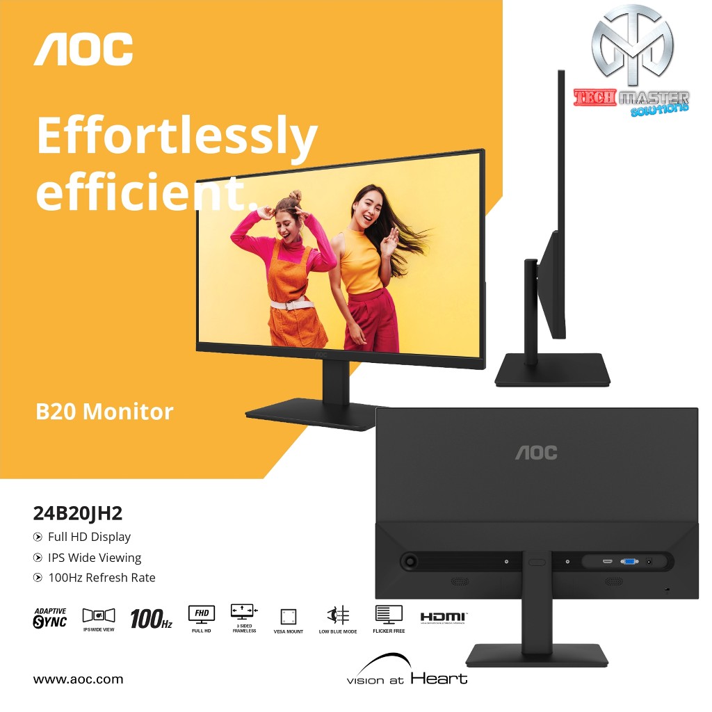 AOC 24B20JH2 23.8" MONITOR (23.8" IPS FHD / 100Hz / ADAPTIVE-SYNC / VGA ...