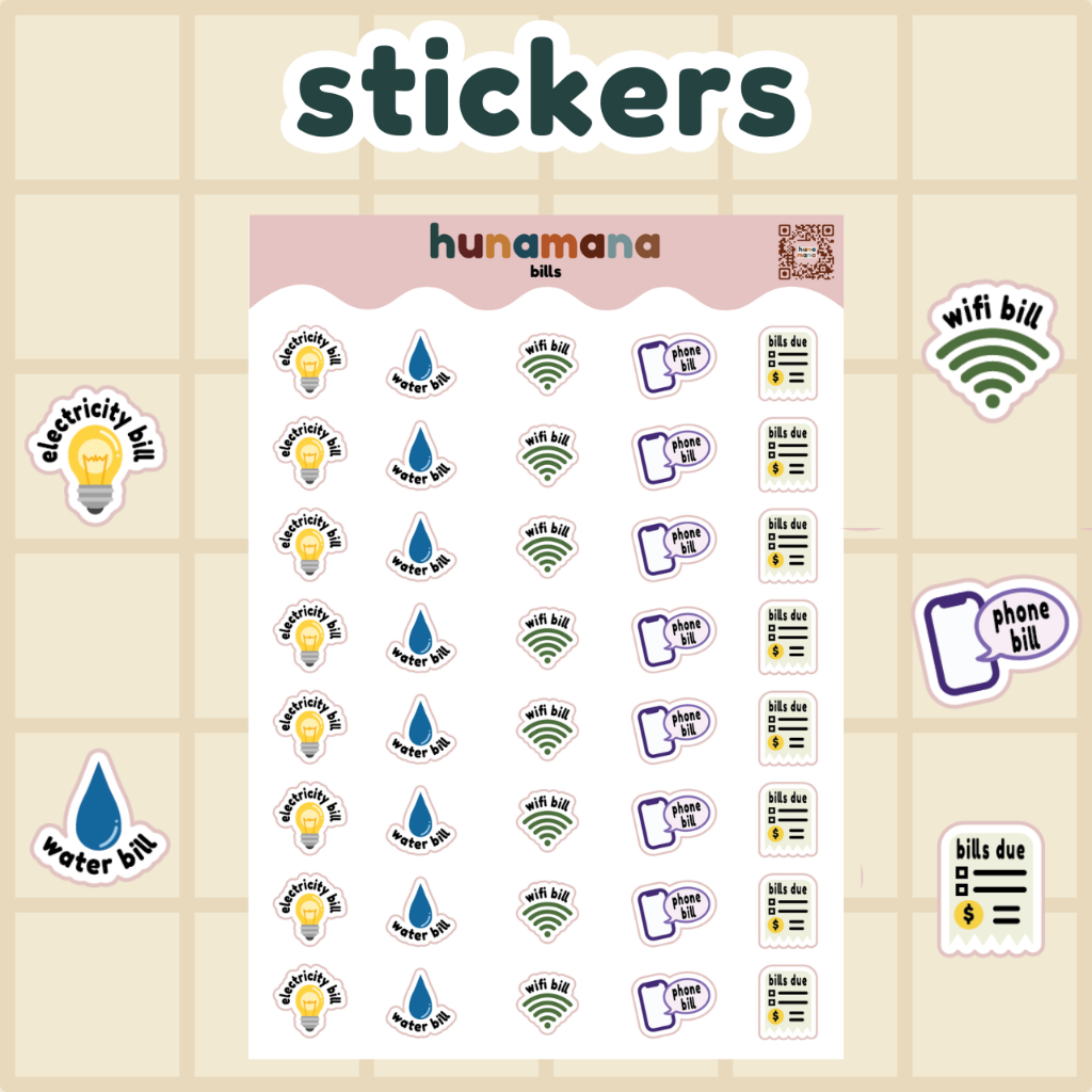 planner sticker planner sheet - bills sticker electricity bill sticker ...