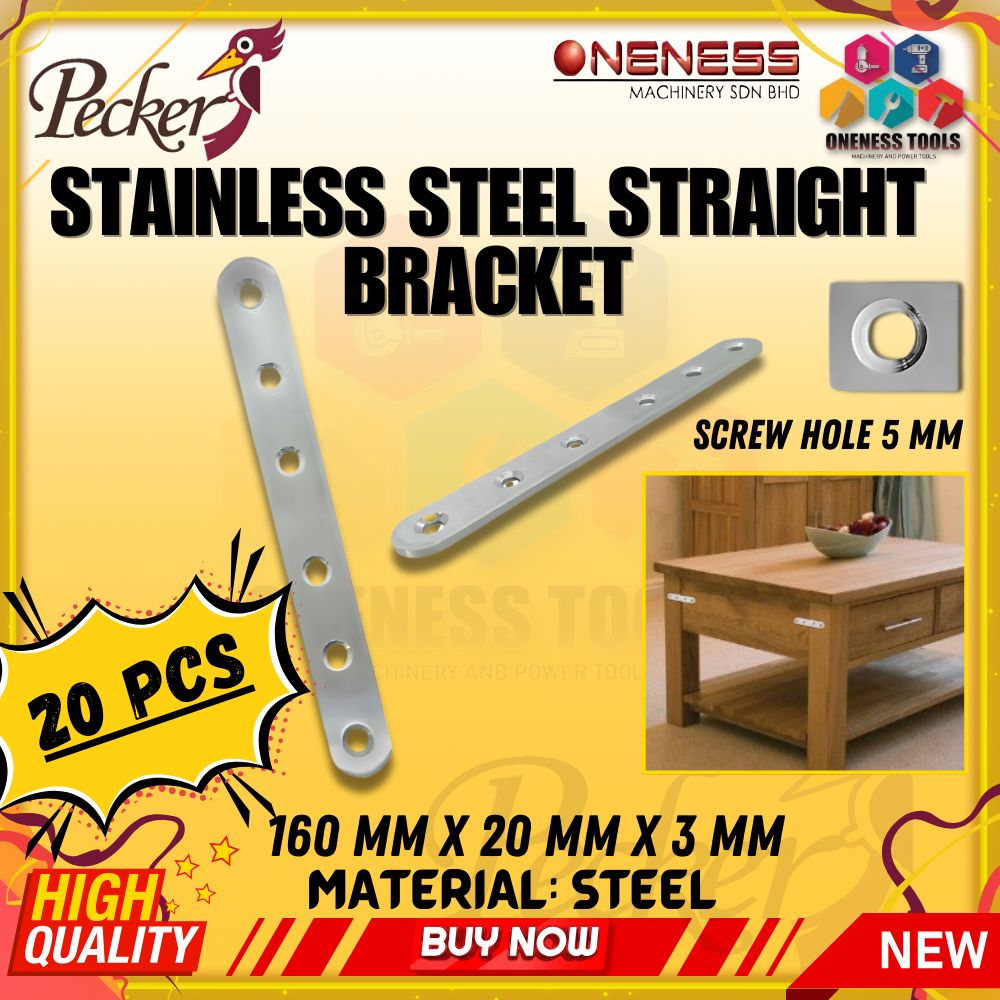 STAINLESS STEEL STRAIGHT BRACKET -160MM X 20MM X 3MM - X 20 PCS ...
