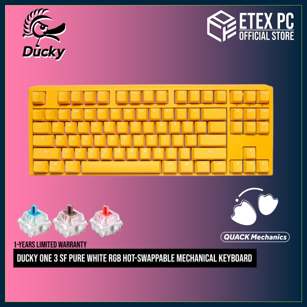 Ducky One 3 TKL Yellow RGB Hot-Swappable Mechanical Keyboard ( Mx Red ...