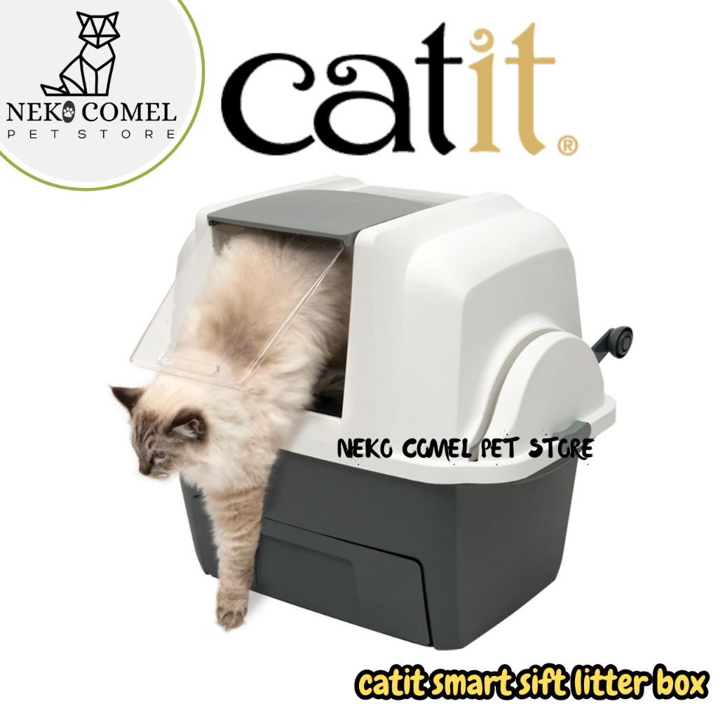 Catit Smartsift Hooded Cat Litter Box Cat Toilet Litter Pan Semi Auto ...