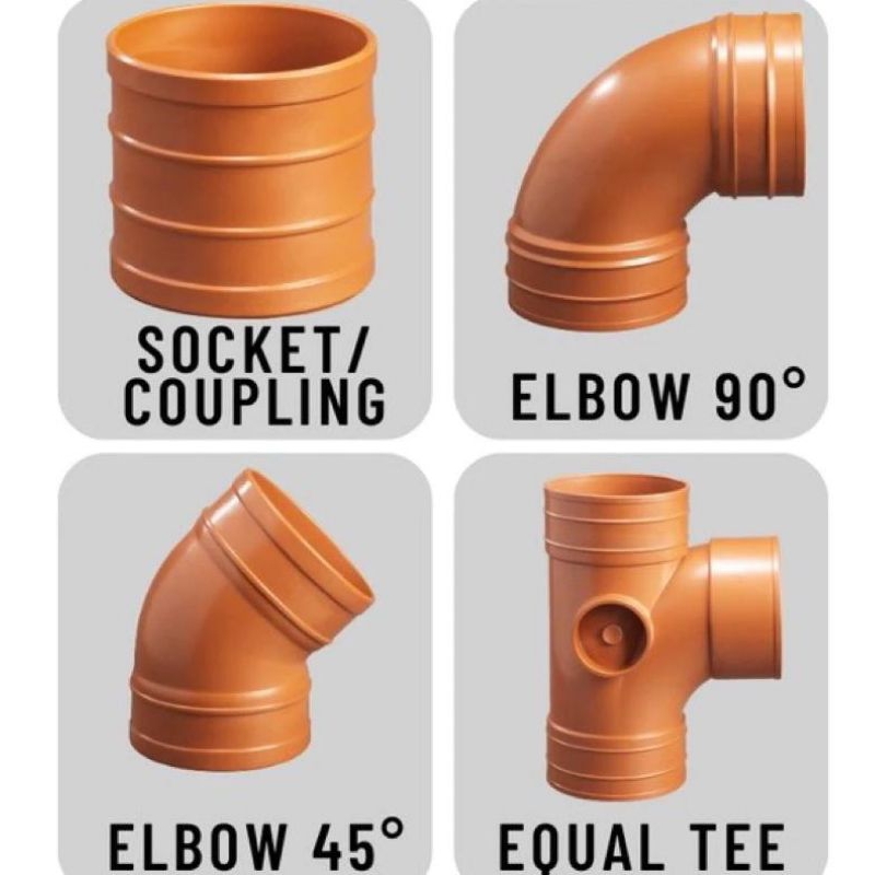 4" 110mm UPVC Underground Fitting Sweep Bend 45 Elbow 90 Straight ...