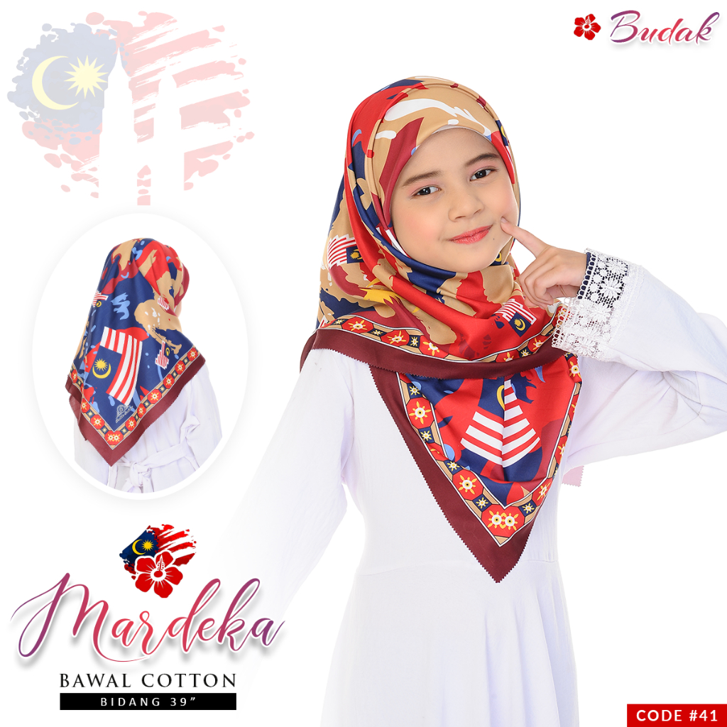 *Merdeka Arrival 2024* Cotton Pom Pom Hijab Merdeka Design for Children ...