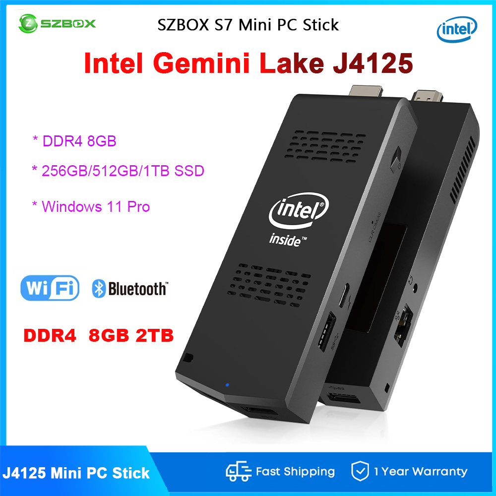 SZBOX S7 Intel J4125 Mini PC Stick DDR4 8GB 256GB Dual Band 2.4G&5G ...