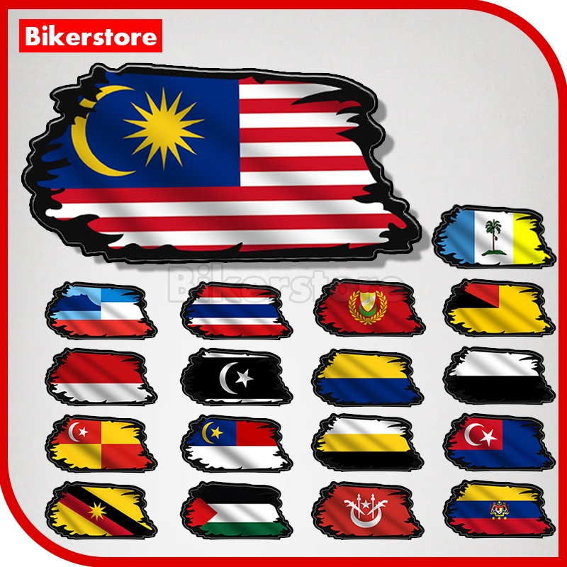 Sticker Kereta Car Motor Sticker State Sticker Bendera Flag Negeri ...