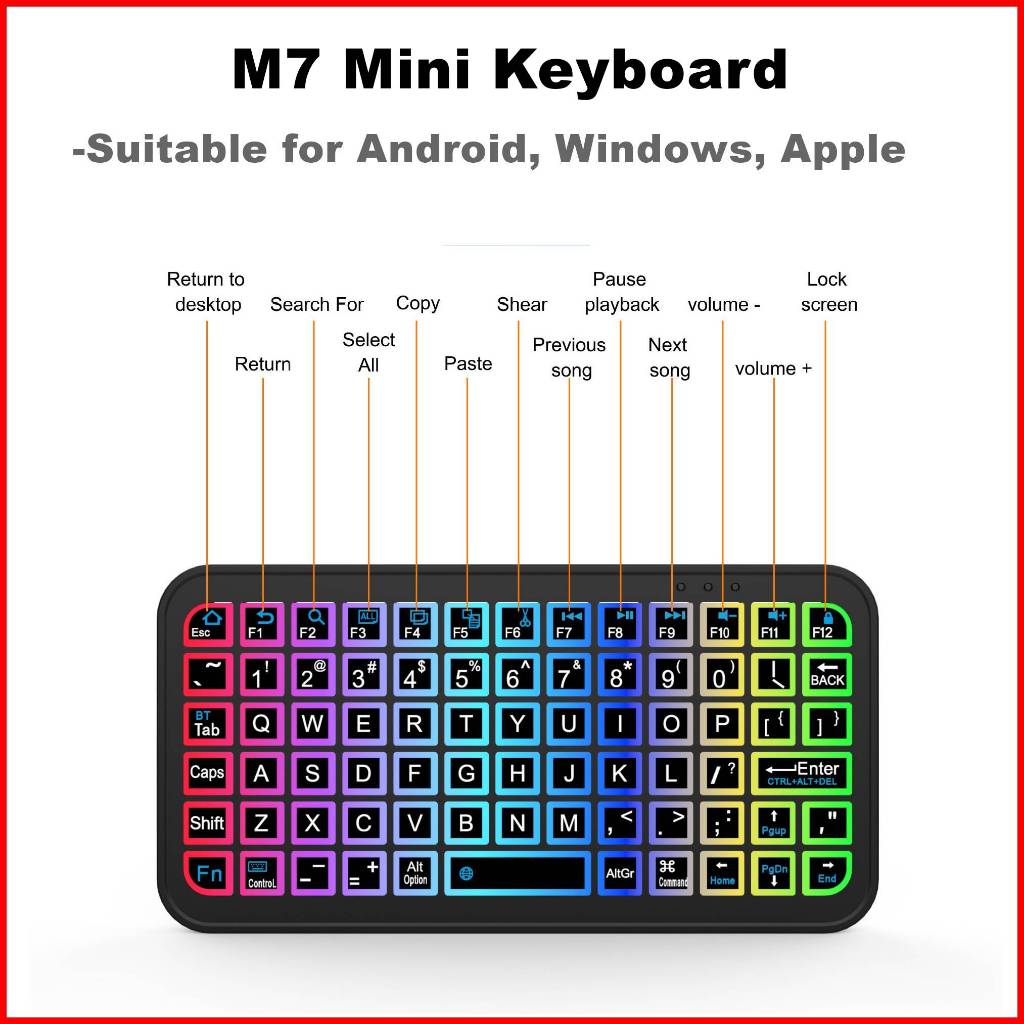 M7 Bluetooth Mini Keyboard for Android,Window,1OS Type C Charging ...