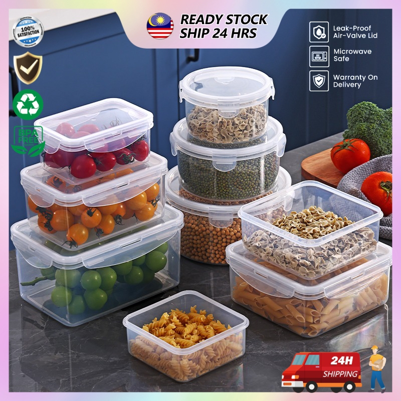 Food Storage Stackable Airtight Container Transparent Plastic Round ...