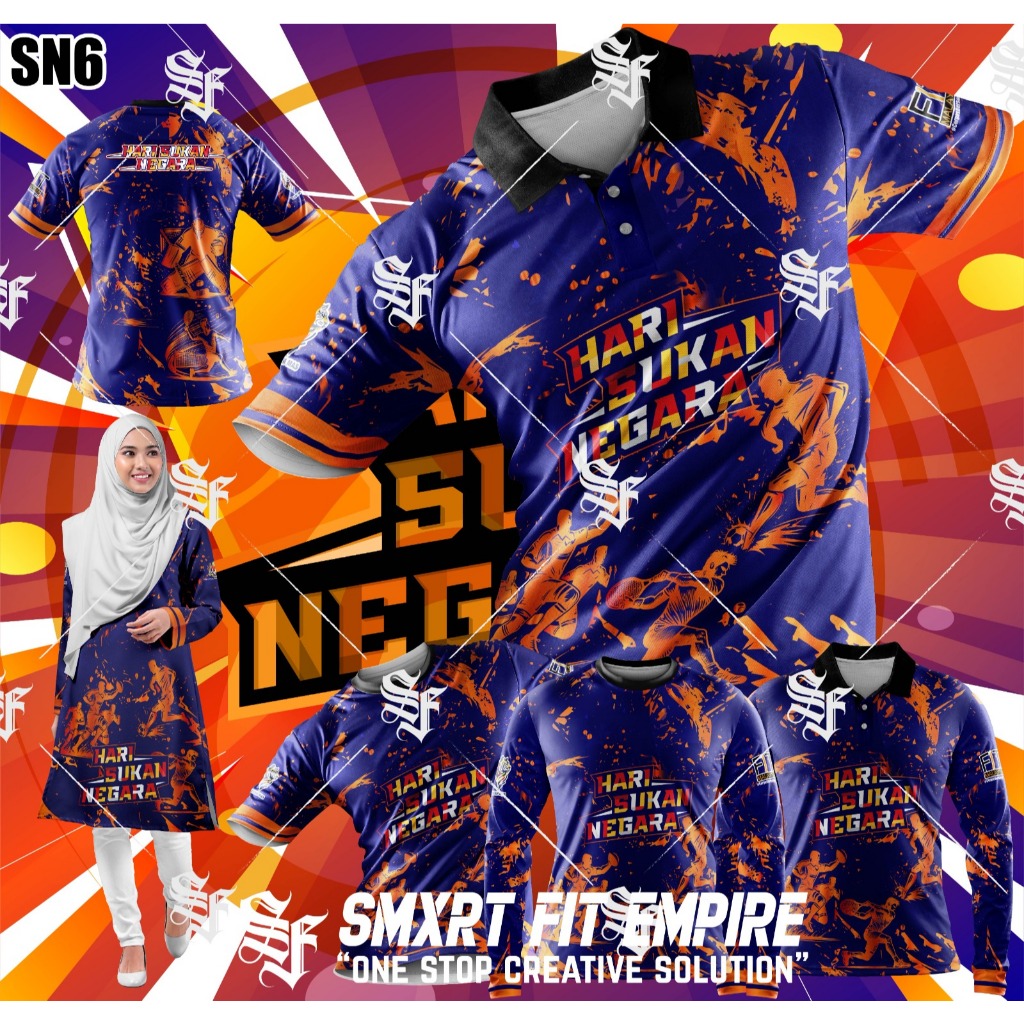 TSHIRT HARI SUKAN NEGARA FULL SUBLIMATION 180GSM MESH EYELET CODE SN6 ...