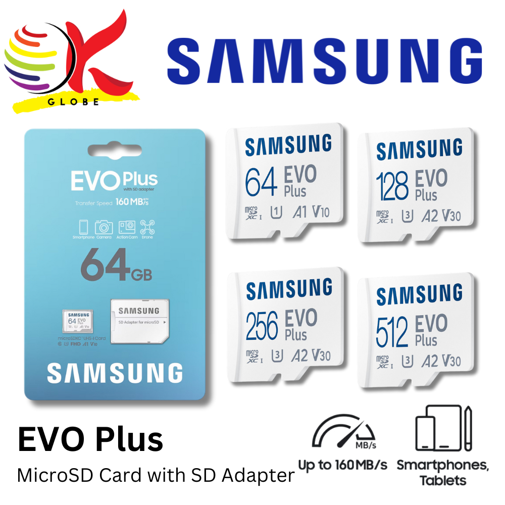 SAMSUNG EVO PLUS MICRO SD CARD MEMORY CARD WITH SD ADAPTER FOR SMARTPHONE, TABLET, GAMING ...