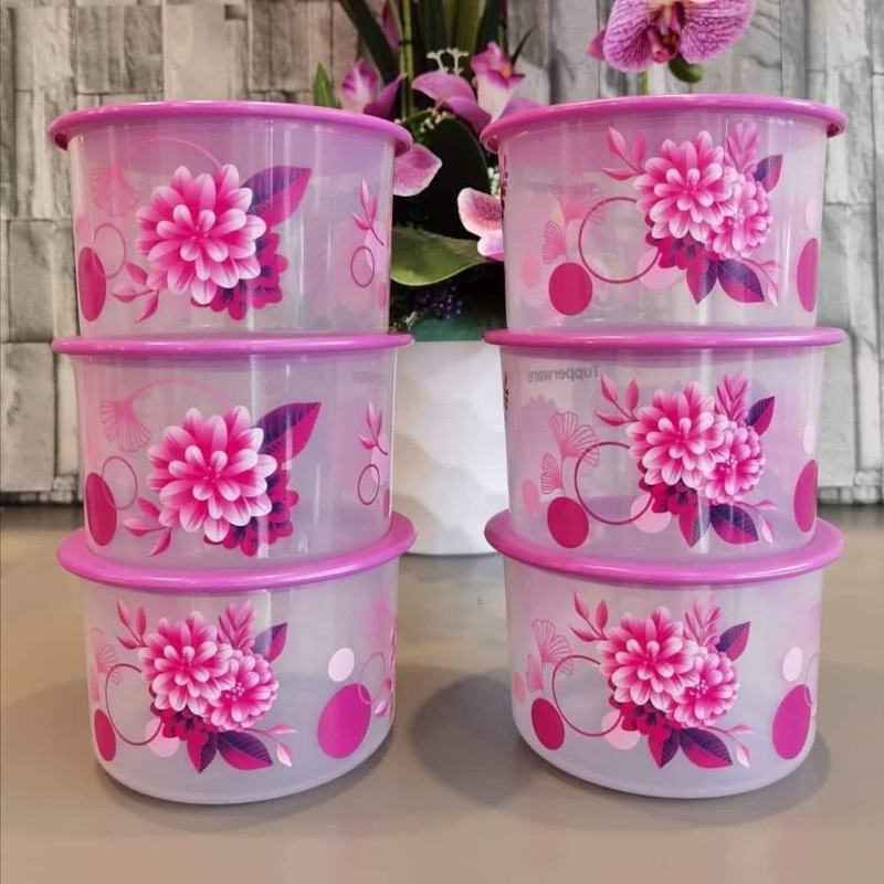 Tupperware Batik One Touch Topper Junior (6) 600ml One Touch Canister Set Petalz OT Topper 600ml ...
