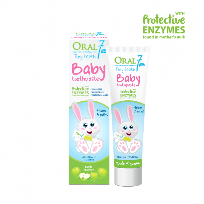 Oral 7 tiny teeth baby toothpaste flavour apple 40ml (exp february 2026 ...