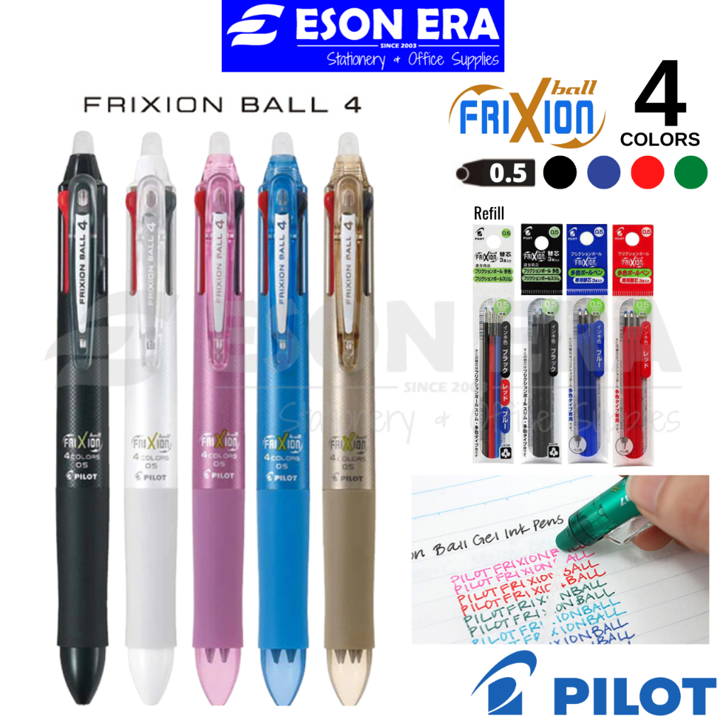 Pilot Frixion Ball 4 Colours Erasable Gel Pen 0.5mm Multifunction Gel ...