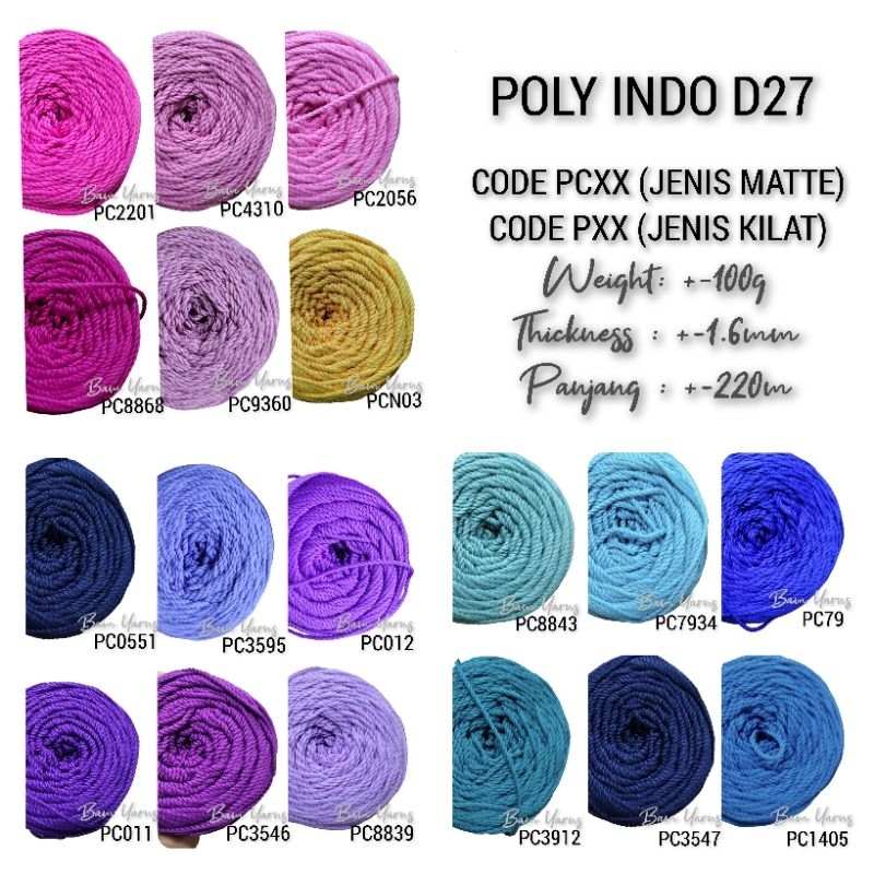 POLY INDO SUNRISE MATTE D27 BENANG KAIT CROCHET KNITTING | Shopee ...