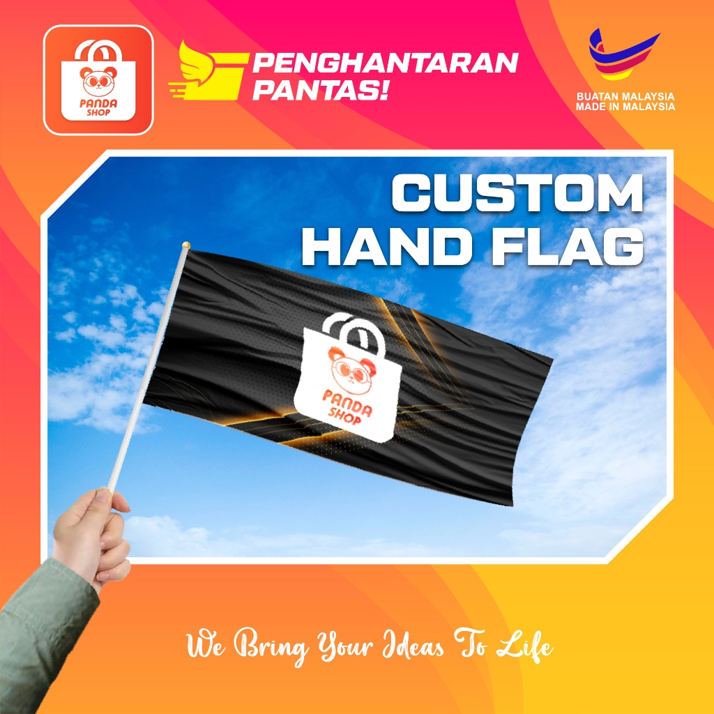 PRINTING CUSTOM HAND FLAG BENDERA (BRING YOUR IDEAS TO LIFE) | Shopee Philippines